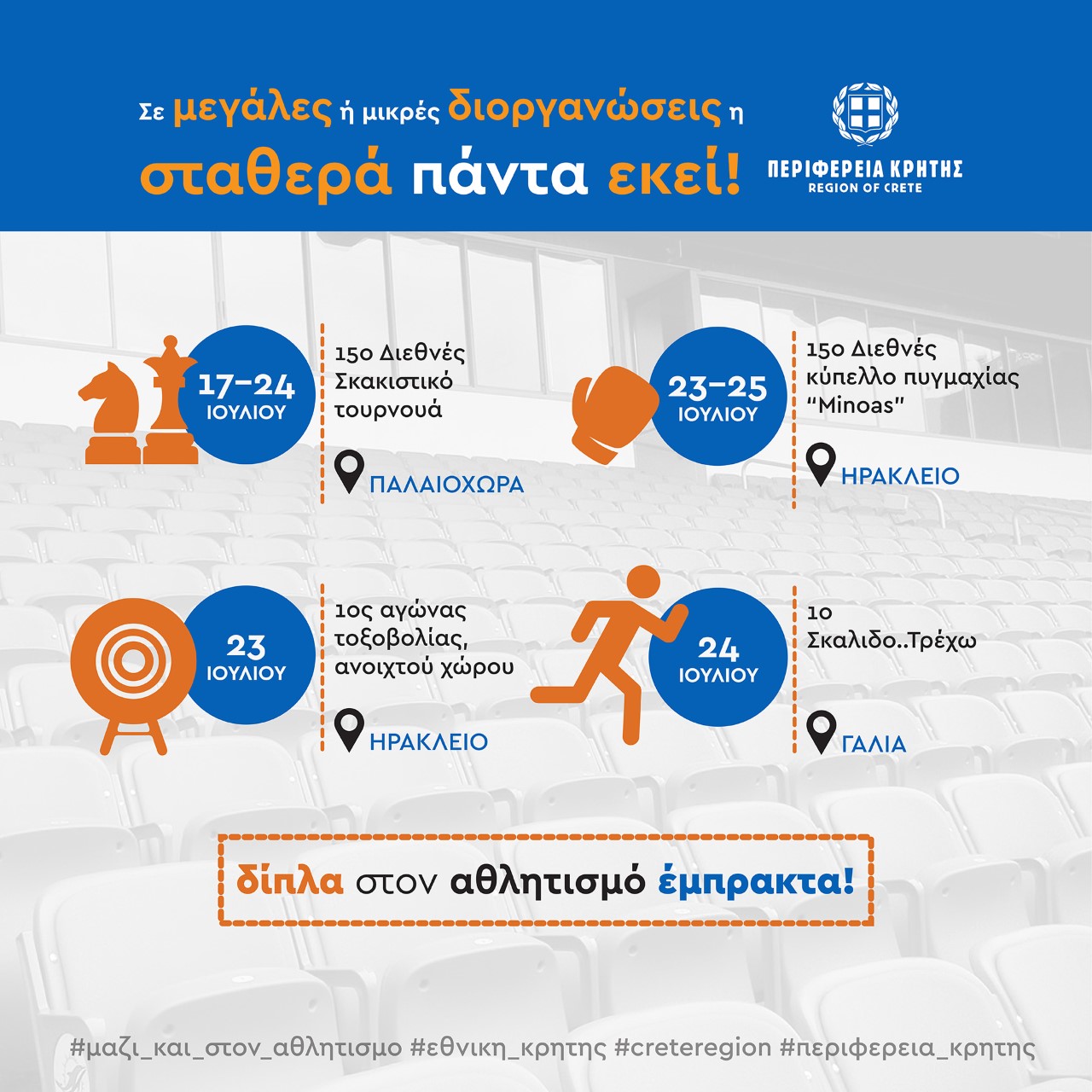 Αθλητικές διοργανώσεις με την στήριξη της Περιφέρειας Κρήτης - Crete.gov.gr